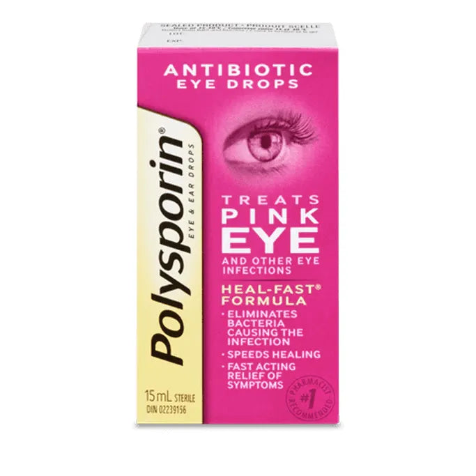 Polysporin Pink Eye Drops 15ml | Fast-acting – Okotoks HC Pharmacy